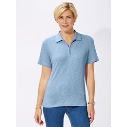 Poloshirt Casual Looks "Shirt", Damen, Gr. 52, blau (bleu, meliert), 50% Baumwolle, 45% Polyester, 5% Viskose, meliert, ohne Ausschnitt, Shirts