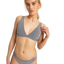 Triangel-Bikini-Top Roxy "Gingham", Damen, Gr. XS, Cup B, grau (anthrazit), Obermaterial: 62% Microfaser, 33% Nylon, 5% Elasthan;, Bikini-Oberteile