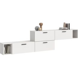 Schrank-Set Home Affaire "ENESTE, 6-teilig, in verschiedenen Farben, individuell kombinierbar", wei&szlig;, B:276cm H:34cm T:97cm, Spanplatte, Kastenm&ouml;bel-Sets, Stauraumelement, Kombination, Wohnkombination, Schrankwand, Lowboard