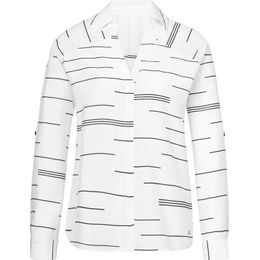 CREATION L PREMIUM Damen Langarm-Bluse in Viskose-Seiden-Qualit&auml;t wei&szlig;-schwarz-bedruckt Gr&ouml;&szlig;e 38