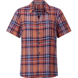 CR&Eacute;ATION L Damen Karobluse mit abgerundetem Saum papaya-himmelblau-kariert Gr&ouml;&szlig;e 40