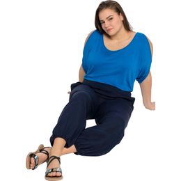 sheego Damen Schlupfhose mit Smokbund, weite Form marine Gr&ouml;&szlig;e 58