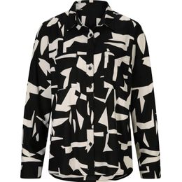Heine Damen Langarm-Bluse mit grafischem Druck-Dessin schwarz-champagner-gemustert Gr&ouml;&szlig;e 44