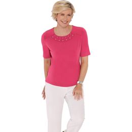 CR&Eacute;ATION L Damen Rundhalsshirt mit Schulterpasse vorne erika Gr&ouml;&szlig;e 40