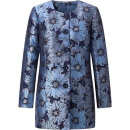 CR&Eacute;ATION L Damen Longblazer in Bl&uuml;ten-Jacquardmuster marine-bleu-gemustert Gr&ouml;&szlig;e 40