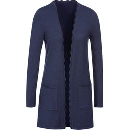 CREATION L PREMIUM Damen Longstrickjacke in Merino-Seiden-Mischung marine Gr&ouml;&szlig;e 36