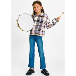 Bootcut-Jeans name it "NKFPOLLY SKINNY BOOT JEANS 1142-AU NOOS", M&auml;dchen, Gr. 134, N-Gr, blau (dunkelblau denim), Denim/Jeans, Obermaterial: 69% Baumwolle, 25% Polyester, 3% Elasthan, 3% Viskose, leichte Abriebeffekte, skinny fit kn&ouml;chellang, Jeans, mit Stretch
