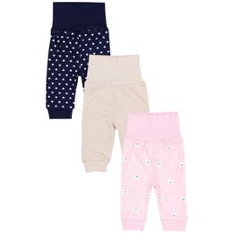 Pumphose TUPTAM "Pumphose Baby M&auml;dchen Lange Pumphose 3er Pack", M&auml;dchen, Gr. 68, N-Gr, blau (herzen dunkelblau, b&auml;rchen rosa, beige), Obermaterial: 100% Baumwolle CO., Hosen