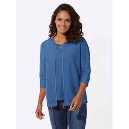 T-Shirt Casual Looks "Shirt-Set", Damen, Gr. 50, blau (mittelblau), 100% Polyester, unifarben, Rundhals, Shirts T-Shirt