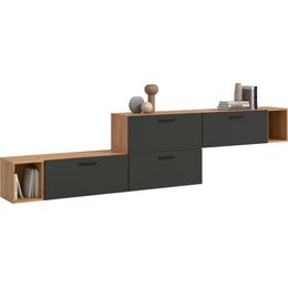 Schrank-Set Home Affaire "ENESTE, 6-teilig, in verschiedenen Farben, individuell kombinierbar", artisan eiche nachbildung, basalt grau, B:276cm H:34cm T:97cm, Spanplatte, Kastenm&ouml;bel-Sets, Stauraumelement, Kombination, Wohnkombination, Schrankwand, Lowboard