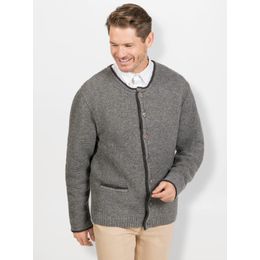 Strickjacke Marco Donati, Herren, Gr. 48, grau (grau, meliert), 100% Wolle, unifarben, Strickjacken Strickjacke