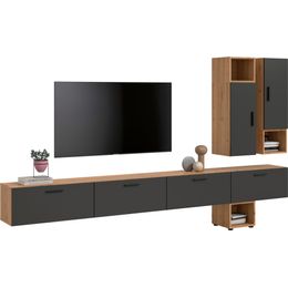 Schrank-Set Home Affaire "ENESTE, 9-teilig, in verschiedenen Farben, individuell kombinierbar", artisan eiche nachbildung, basalt grau, B:300cm H:34cm T:178cm, Spanplatte, Kastenm&ouml;bel-Sets, Stauraumelement, Kombination, Wohnkombination, Schrankwand, Lowboard