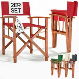 Casaria Regiestuhl Rot 2er-Set Eukalyptusholz FSC -zertifiziert Klappbar Gartenstuhl bis 160 kg