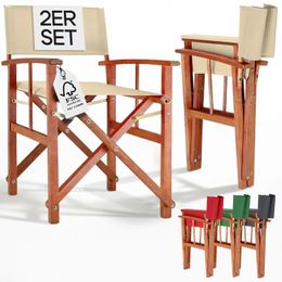 Casaria Regiestuhl Creme 2er-Set Eukalyptusholz FSC -zertifiziert Klappbar Gartenstuhl bis 160 kg