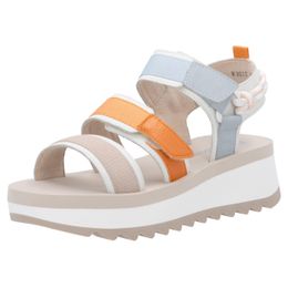 Plateausandale RIEKER SPORT "Adelaide", Damen, Gr. 42, bunt (multicolor), Leder, Textil, Schuhe, Sommerschuh, Outdoorsandale, Sandalette mit Klettverschl&uuml;sse