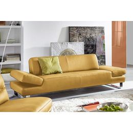2-Sitzer W.Schillig "taboo Designsofa mit hohem Sitzkomfort, Breite 202cm, Sitztiefe 59cm", gelb (kurkuma z69), B:202cm H:76cm T:91cm, Flachgewebe S22 (100% Polyester);Stoff S37 (100% Polyester): Luxus-Microfaser in Lederoptik;Longlife Xtra-Leder Z59: Glattleder mit modischer Pr&auml;gung. Hautst&auml;rke 0, 9 - 1, 1 mm;Longlife Xtra-Leder Z69: Das feinnarbige, gedeckte Softleder Z69 besticht durch seine au
