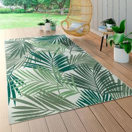 Teppich Paco Home "Ostende 534", gr&uuml;n, B:200cm H:4mm L:290cm, Polypropylen, Teppiche, Teppich, Flachgewebe, Motiv Palmenbl&auml;tter, In- und Outdoor geeignet, Wohnzimmer
