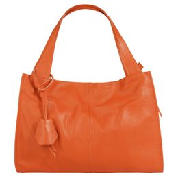 Shopper CLUTY, Damen, Gr. B/H/T: 40cm x 28cm x 11cm onesize, orange, Leder, leicht gl&auml;nzend, unifarben, Taschen Shopper, echt Leder, Made in Italy