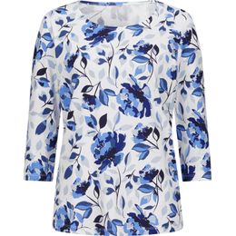 CR&Eacute;ATION L Damen 3/4-Arm-Shirt mit floralem Dessin wei&szlig;-marine-bedruckt Gr&ouml;&szlig;e 40
