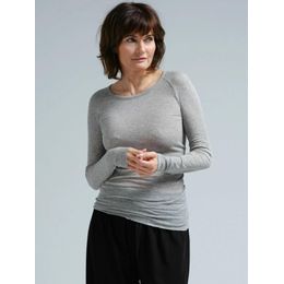 Funktionstop SEAMLESS BASIC "Seamless Basic T-shirt Cotton Elvira", Damen, Gr. S/M, grau melange, Obermaterial: 100% Baumwolle, Tops
