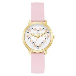 Quarzuhr Guess "DEVOTION", rosa, Armbanduhren, Damen, Quarzuhr, Armbanduhr, Damenuhr, Silikonarmband, analog