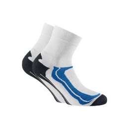Sneakersocken Rohner Socks "Socken Basic Quarter Sport 2er Pack", Damen, Gr. 43-46, wei&szlig; (wei&szlig;, blau), Obermaterial: 40% Baumwolle CO. 38% Polyester PES. 20% Polyamid PA. 2% Elasthan EL., Socken Sneakersocken
