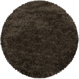Hochflor-Teppich Ayyildiz Teppiche "FLUFFY 3500", braun, H:50mm &Oslash;:200cm, Polypropylen (PP), Teppiche, Langflor, Shaggy, uni, robust, auch rechteckig erh&auml;ltlich, Wohnzimmer