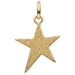 Kettenanh&auml;nger Jobo "Anh&auml;nger Stern", gelb (gelbgold 375), Schmuckanh&auml;nger, Damen, Gelbgold 375, Kettenanh&auml;nger, 375 Gold beidseitig tragbar glitzernd oder matt