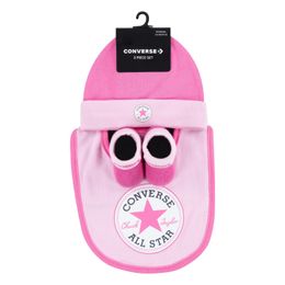 Neugeborenen-Geschenkset Converse "CHUCK INFANT HAT BIB BOOTIE SET 3PC", Jungen, Gr. 86/92 (6/12), pink, Obermaterial: 62% Baumwolle, 34% Polyester, 4% Elasthan, KOB Set-Artikel, f&uuml;r Babys, dreiteiliges Set, mit Elasthan-Anteil