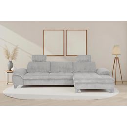 Ecksofa DIE PLANBAR "MP-IN14007, Breite 306 & 318 cm w&auml;hlbar", cord grau, B:318cm H:84cm T:180cm, 100% Polyester, Sofas, Ecksofa, wahlweise mit Bettfunktion und verstellbaren Kopfst&uuml;tzen
