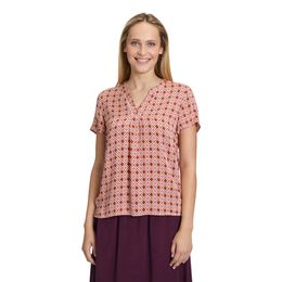 Shirtbluse Cartoon "Damen mit R&uuml;schen", Damen, Gr. 34, rosa (cream, ros&eacute;), Obermaterial: 100% Viskose, figurumspielend normal, V-Ausschnitt, Blusen
