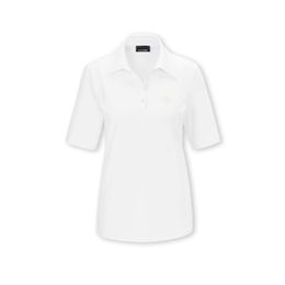 Poloshirt GOLDNER "Kurzgr&ouml;&szlig;e Baumwollshirt mit Polokragen", Damen, Gr. 20, wei&szlig;, Obermaterial: 95% Baumwolle CO. 5% Elasthan EL., Tubular, Shirts, Tonige Kn&ouml;pfe in Perlmuttoptik