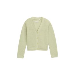 Strickjacke Tom Tailor, M&auml;dchen, Gr. 164, seed gr&uuml;n, Strick, Obermaterial: 100% Polyester, unifarben, regular fit h&uuml;ftlang, V-Ausschnitt, Strickb&uuml;ndchen, Strickjacken Strickjacke, mit V-Ausschnitt und Knopfleiste