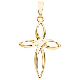 Kettenanh&auml;nger Jobo "Anh&auml;nger geschwungenes Kreuz", gelb (gelbgold 375), Schmuckanh&auml;nger, Damen, Gelbgold 375, Kettenanh&auml;nger, 375 Gold