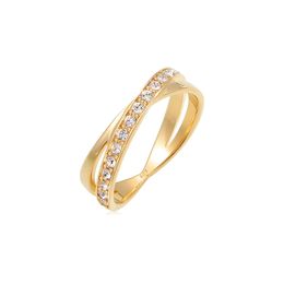 Fingerring Elli "Edel 925 Silber, mit Kristallen von Swarovski" Gr. 54, gold, Fingerringe, Damen, 54mm,mit Steinen, Silber 925 (Sterlingsilber), 2,5mm, Fingerring