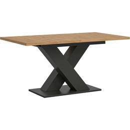 Esstisch Home Affaire "Motus, ausziehbar 150 -190 cm, inklusive 40 cm Einlegeplatte", braun (grau, artisan eiche nachbildung, grau, artisan eiche nachbildung), B:150cm H:76cm T:90cm, Tische, Esstisch, X-Gestell mit Bodenplatte, Tisch, K&uuml;chentisch, Esszimmer, K&uuml;che