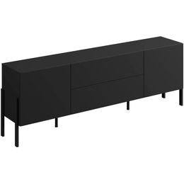 Lowboard OTTO HOME "Jukon,Breite 200 cm, moderne grifflose TV-Kommode,2 T&uuml;ren/2 Schubladen", schwarz, B:200cm H:70cm T:40cm, Sideboards, Lowboard, TV-Schrank mit viel Stauraum, TV-Board, push-to-open-Funktion