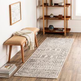 Teppich LIVABLISS "IPOH", grau, B:80cm H:11mm L:220cm, Kunstfaser, Teppiche, Teppich, Skandinavischer Teppich, Kurzflor Boho-Wohnzimmerteppich, L&auml;ufer