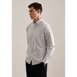 Businesshemd Seidensticker "Schwarze Rose", Herren, Gr. L41-42, normale &Auml;rmell&auml;ngen, blau (dunkelblau), 100% Baumwolle, gestreift, regular fit, 2-Knopf-Manschette, Hemden, Regular 1/1 Button-Down-Kragen Streifen