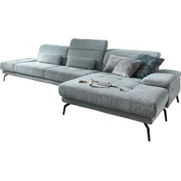 Recamiere DIE PLANBAR "MP-IN20126 L-Form mit Federkern-Polsterung", blau (ocean), B:328cm H:82cm T:190cm, 100% Polyester, Sofas, Recamiere, mit Kopfteilverstellung, optional Sitztiefen- & Armteilverstellung