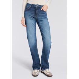 Straight-Jeans BOSS Orange "ADA HR 13.0 Premium Damenmode", Damen, Gr. 30, L&auml;nge 30, dunkelblau 402, Denim/Jeans, Obermaterial: 100% Baumwolle, unifarben, straight fit lang, Jeans Straight-Jeans, High Rise, locker geschnitten