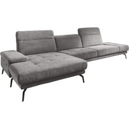 Recamiere DIE PLANBAR "MP-IN20126 L-Form mit Federkern-Polsterung", grau, B:328cm H:82cm T:190cm, 100% Polyester, Sofas, Recamiere, mit Kopfteilverstellung, optional Sitztiefen- & Armteilverstellung