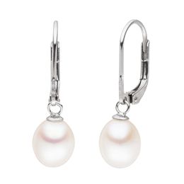 Paar Ohrh&auml;nger Firetti "Schmuck Geschenk Ohrschmuck Patentbrisur Perle", bunt (silberfarben, wei&szlig;), Ohrringe, Damen, 7mm, Perlen Silber 925 (Sterlingsilber), Perlen, Silber 925 (Sterlingsilber), Made in Germany - mit S&uuml;&szlig;wasserzuchtperle