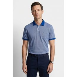 Poloshirt OLYMP "Casual", Herren, Gr. L, blau, Piqu&eacute;, Obermaterial: 100% Baumwolle, Shirts, Two-Tone Piqu&eacute;, Seitenschlitzen im Saum