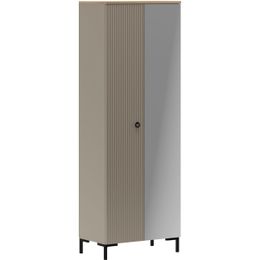 Garderobenschrank Home Affaire "Luminara", cashmere (beige), eiche, B:70cm H:199cm T:41cm, Glas, Holzwerkstoff, MDF, Metall, Schr&auml;nke, Garderobenschrank, Kleiderschrank mit ausziehbarer Kleiderstange - (B/T/H) 70/41/199 cm