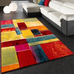 Teppich Paco Home "Canvas 783", bunt (multi), B:80cm H:16mm L:150cm, Kunstfaser, Teppiche, Teppich, Kurzflor, modernes Patchwork Design