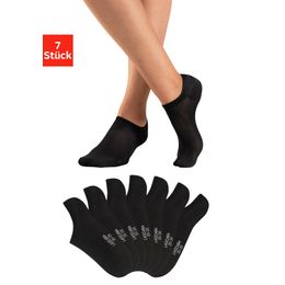 active by Lascana Sneakersocken LASCANA ACTIVE, Damen, Gr. 39-42, schwarz (7x schwarz), Materialmix, unifarben, elastisch, Socken Sneakersocken, mit Pikeestruktur