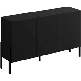Sideboard OTTO HOME "Jukon, Breite 150 bzw.180 cm, moderne grifflose Kommode", schwarz, B:150cm H:90cm T:40cm, Sideboards, Sideboard, Schubladenschrank 2 T&uuml;ren/3 Schubk&auml;sten, push-to-open-Funktion