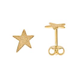 Paar Ohrstecker Jobo "Sterne mit Glitzer", gelb (gelbgold 375), Ohrringe, Damen, Gelbgold 375, 375 Gold