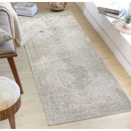 Teppich LIVABLISS "OIDA", grau, B:80cm H:5,08mm L:220cm, Kunstfaser, Teppiche, Teppich, Maschinenwaschbarer Teppich &ndash; pflegeleicht im Alltag